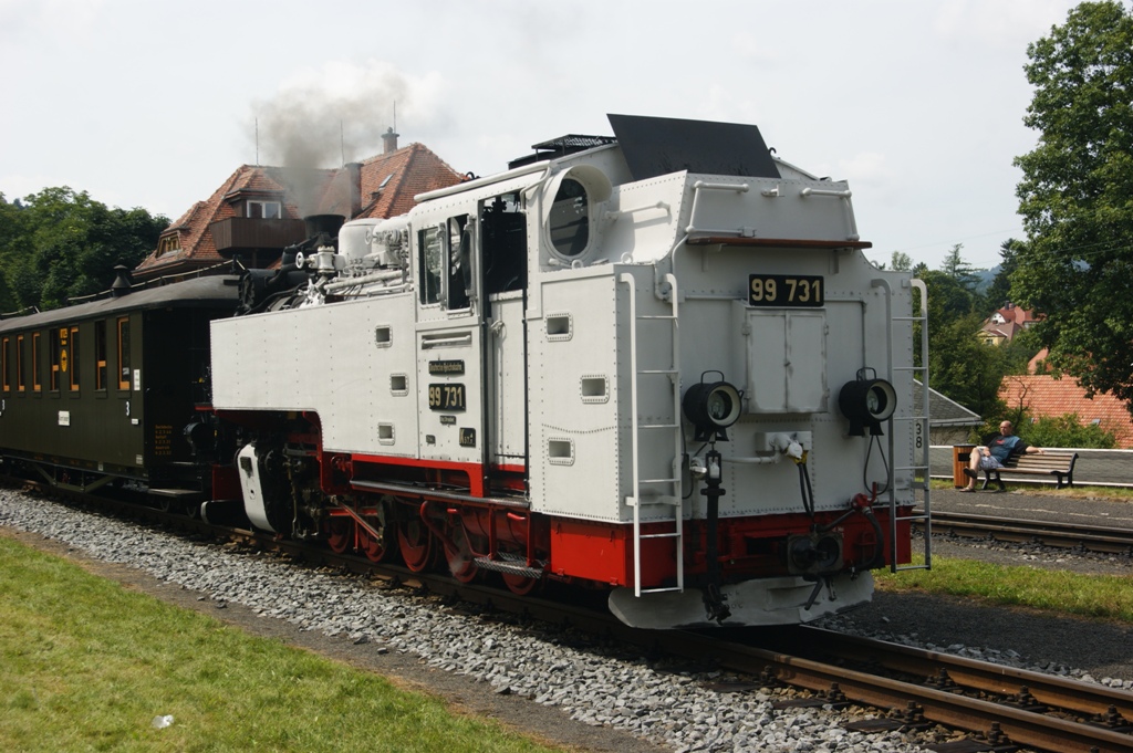 99 731 mit Fotoanstrich im Bf Kurort Jonsdorf zur Historik Mobil 2012. Aufgenommen 4.8.2012 ...