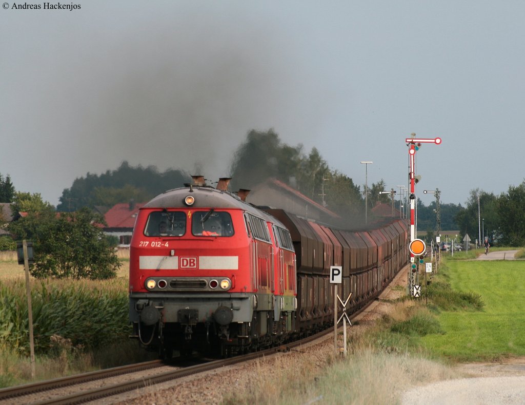 217 012-4 und 225 079-3 mit einem Kokser -> Tüßling in Pirach 28.8.09 - Bahnbilder.de
