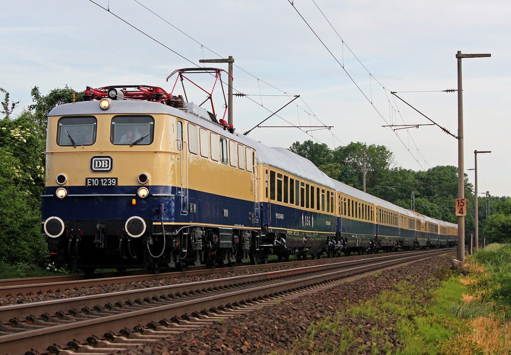 E10 1239 mit Rheingoldzug in Brühl am 27.05.2012 - Bahnbilder.de