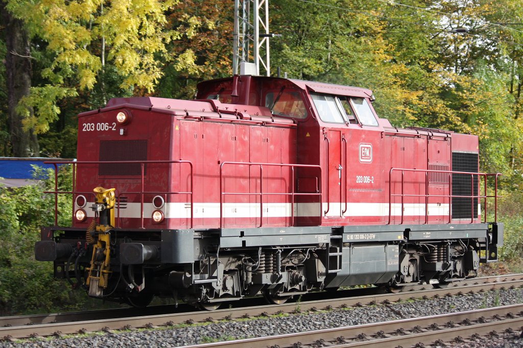 EfW 203 006 am 19.10.12 als Lz in Ratingen-Lintorf. - Bahnbilder.de