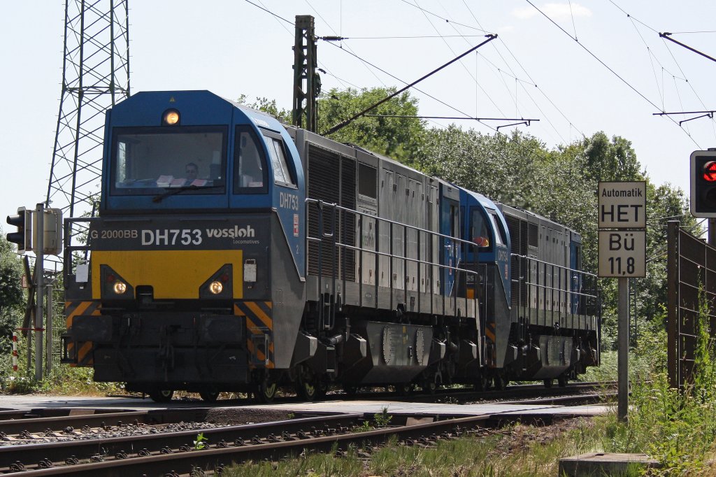 HGK DH 753 und HGK DH 754 am 17.7.10 in Ratingen - Bahnbilder.de