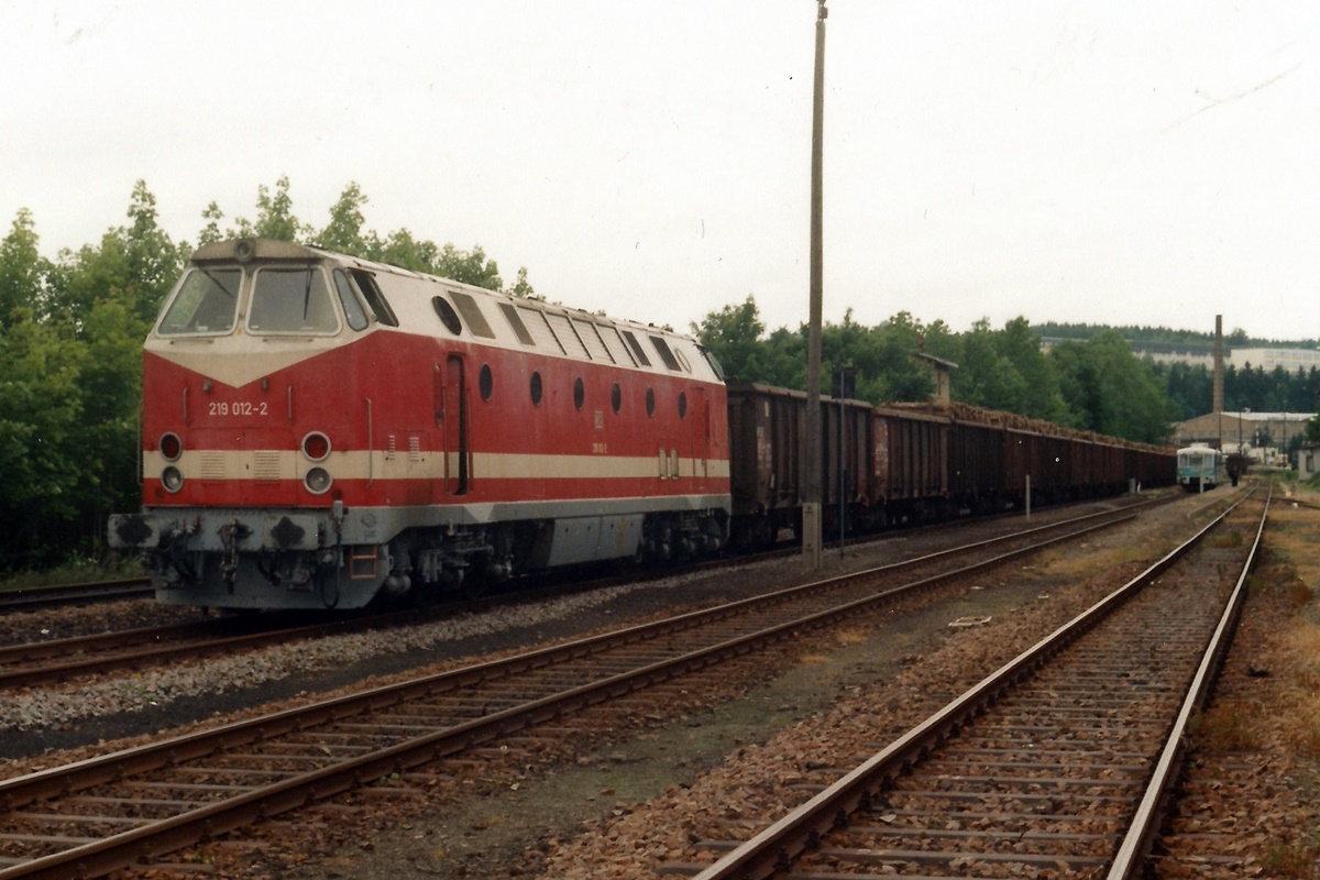 BR 219 064-3 kommt aus Leipzig und biegt ins Gleisfeld des Hbf ...