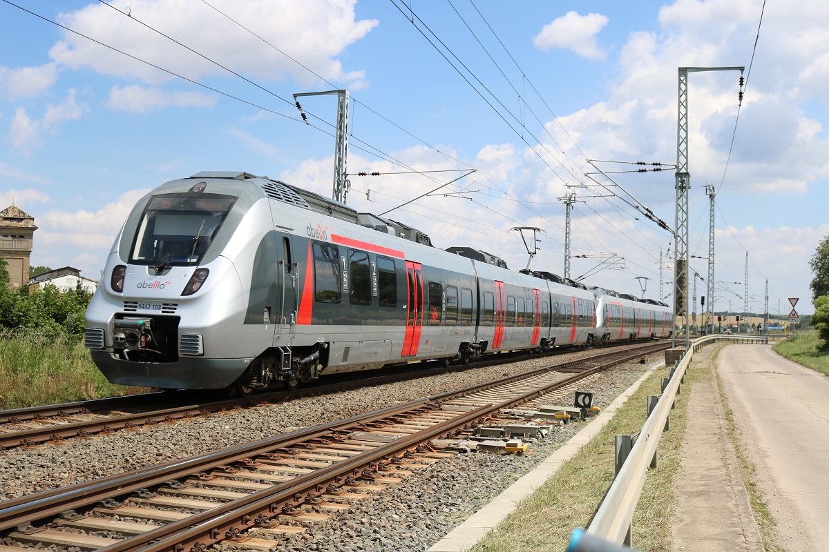 9442 108 (Bombardier Talent 2) von Abellio Rail Mitteldeutschland als RE 74708 (RE9) von ...