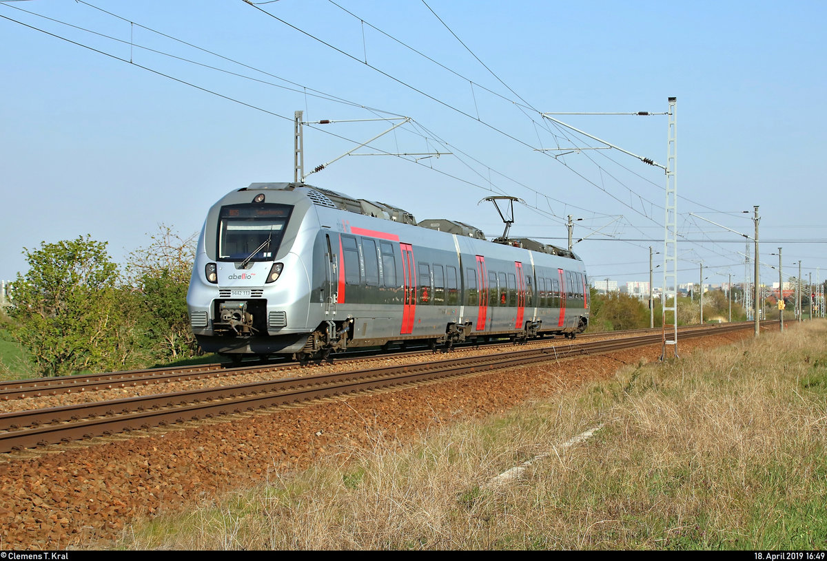 9442 113 (Bombardier Talent 2) von Abellio Rail Mitteldeutschland als RB 74784 (RB75) von Halle ...