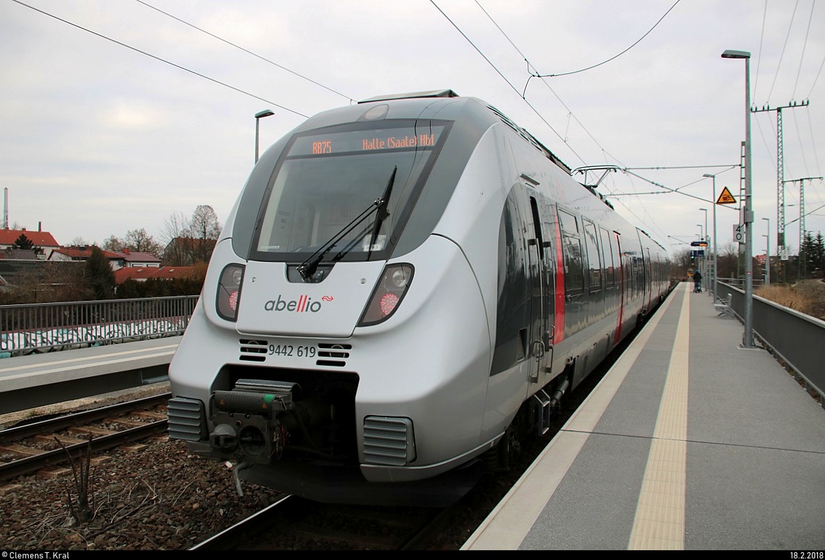 9442 619 (Bombardier Talent 2) von Abellio Rail Mitteldeutschland als RB 74783 (RB75) von ...