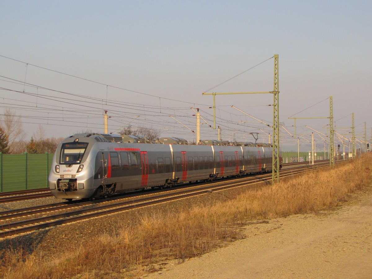 abellio 9442 301 als RB 74122 von Halle (S) Hbf nach Eisenach, am 27.02.2016 in Erfurt ...