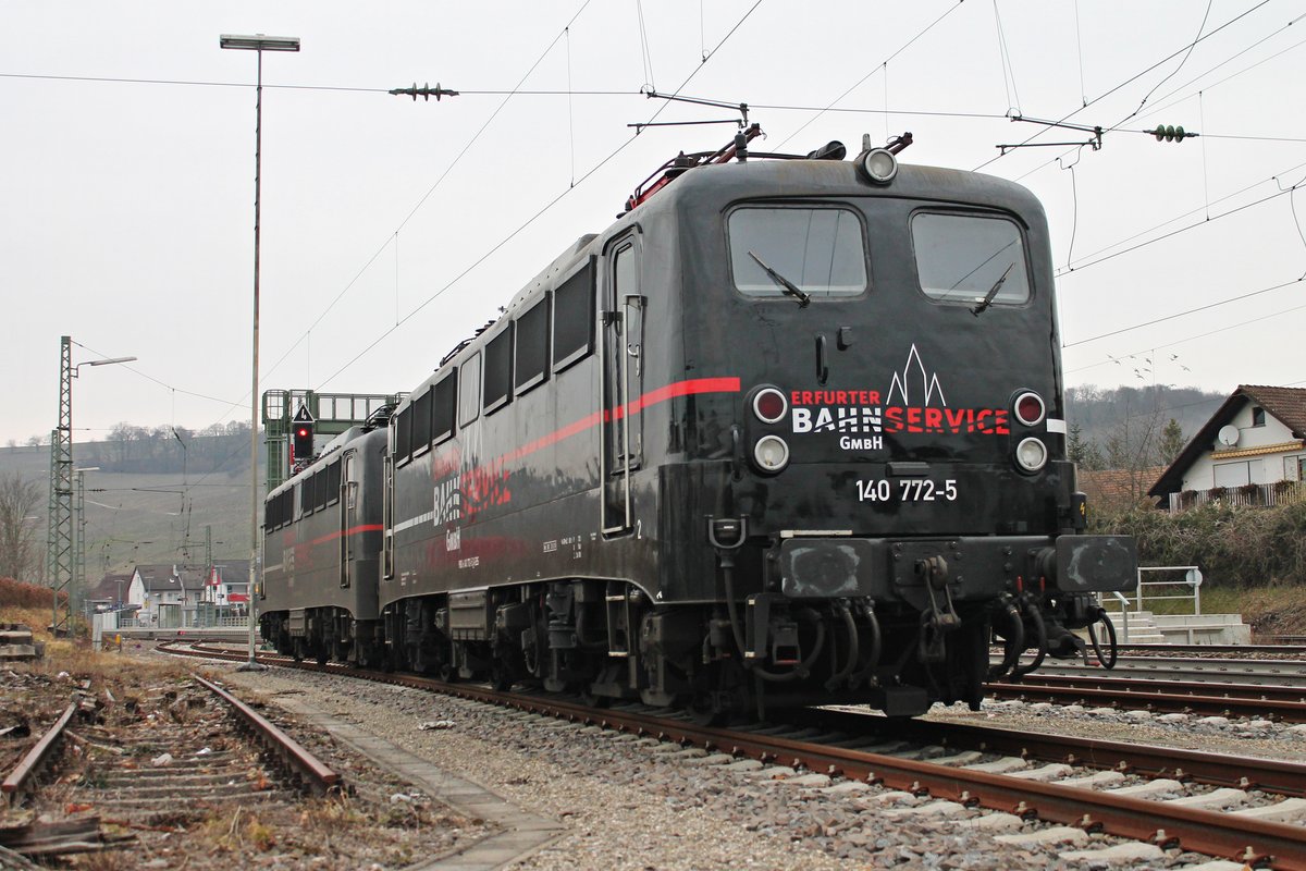 Am Nachmittag des 22.02.2018 stand EBS 140 772-5 und EBS 140 789-9 zusammen abgestellt im ...