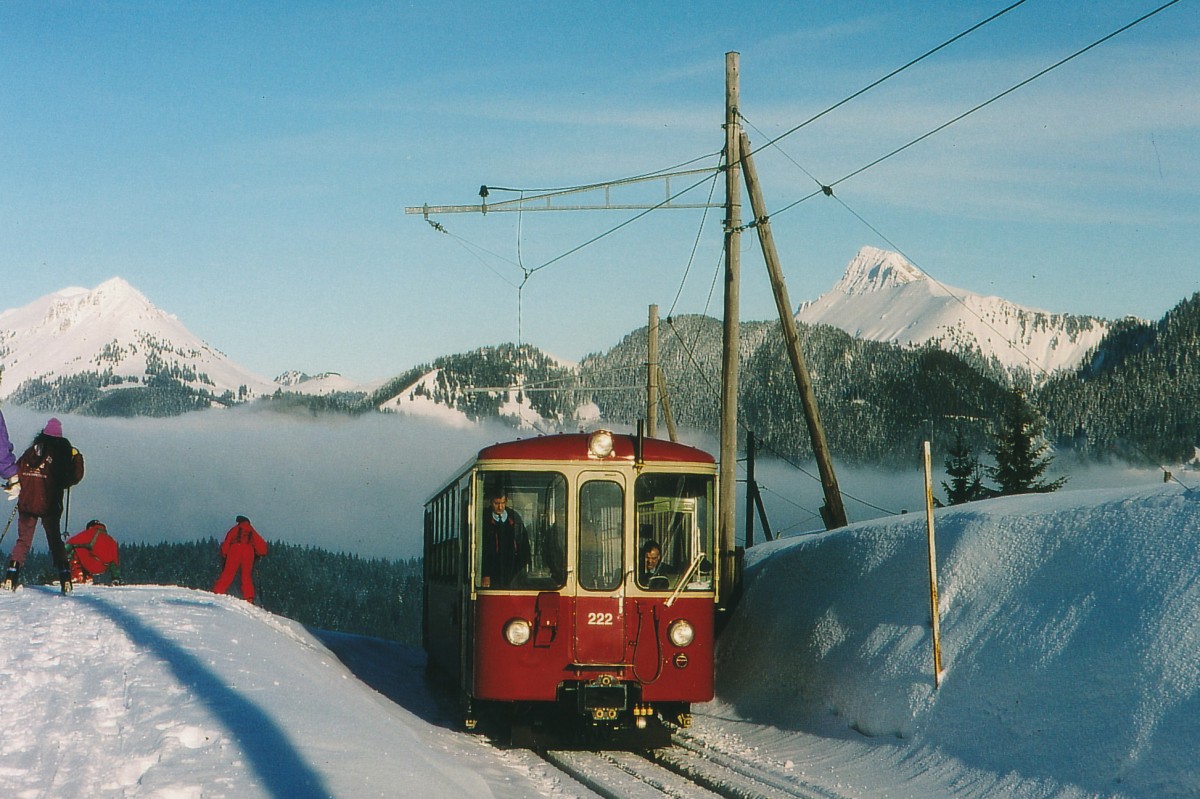 CEV: Pendelzug mit Bt 222 kurz vor der Endstation Les Pléiades (1'360 m ü - Bahnbilder.de