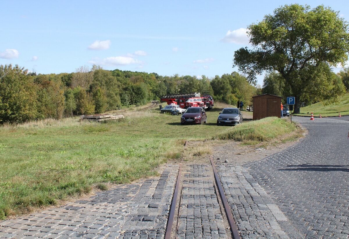 Das Ende von Gleis 10 der Mansfelder Bergwerksbahn, am 30.09.2023 in Hettstedt-Kupferkammerhütte ...