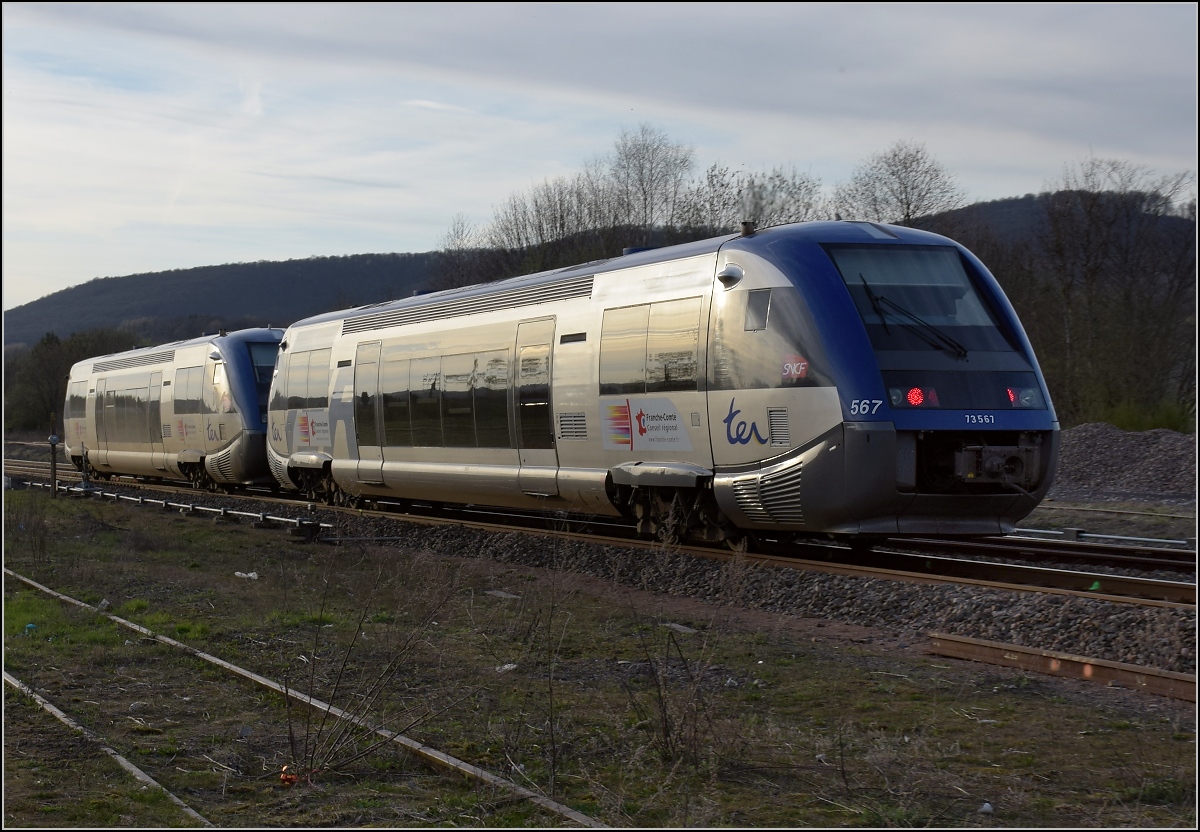 Ein Pärchen Blauwale auf dem Weg von Belfort nach Troyes kurz nach ihrem Halt in Champagney ...