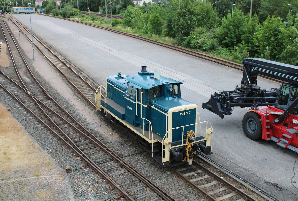 Die ESG 6 (363 621-4) der ESG Eisenbahn Service Gesellschaft mbH (Vaihingen an der Enz), ex DB V ...