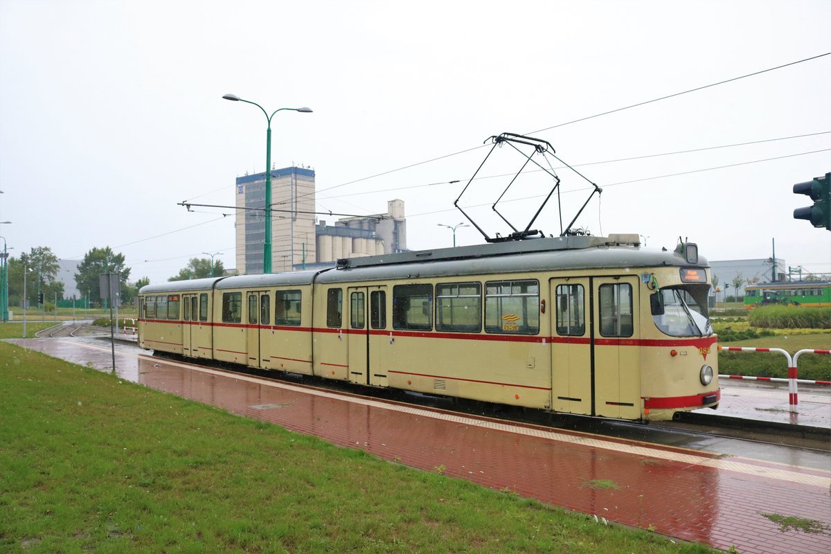 MPK Poznan Düwag GT8 Wagen 685 (ex Düsseldorf) am 17.07.18 in Posen Franowo (Polen) - Bahnbilder.de