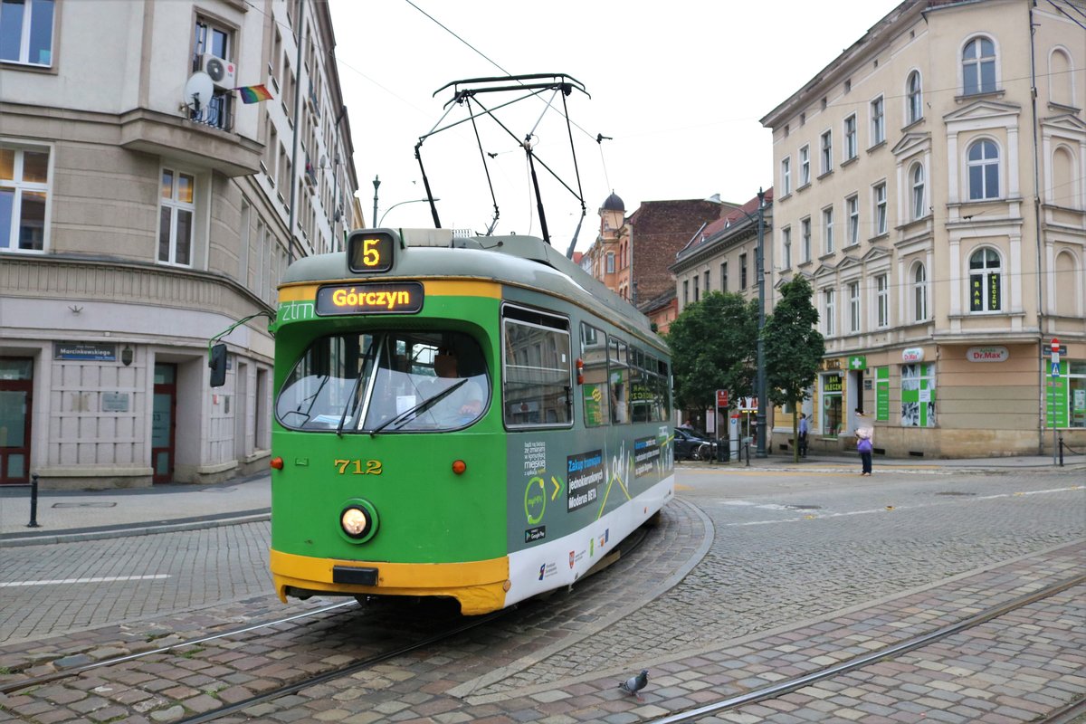 MPK Poznan Düwag GT8 Wagen 712 (ex Düsseldorf) am 18.07.18 in Posen (Polen) - Bahnbilder.de