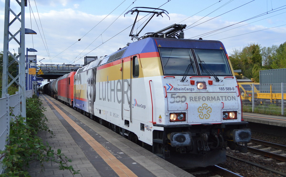 RheinCargo GmbH & Co. KG, Neuss [D) mit der Doppeltraktion "185 589-9" [NVR-Nummer: 91 80 6185 ...