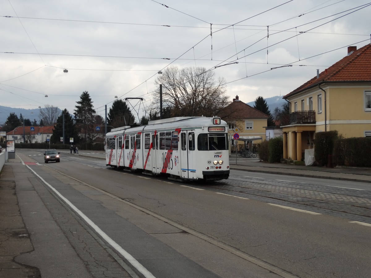 RNV Düwag GT8 202 am 22.02.15 in Eppelheim - Bahnbilder.de