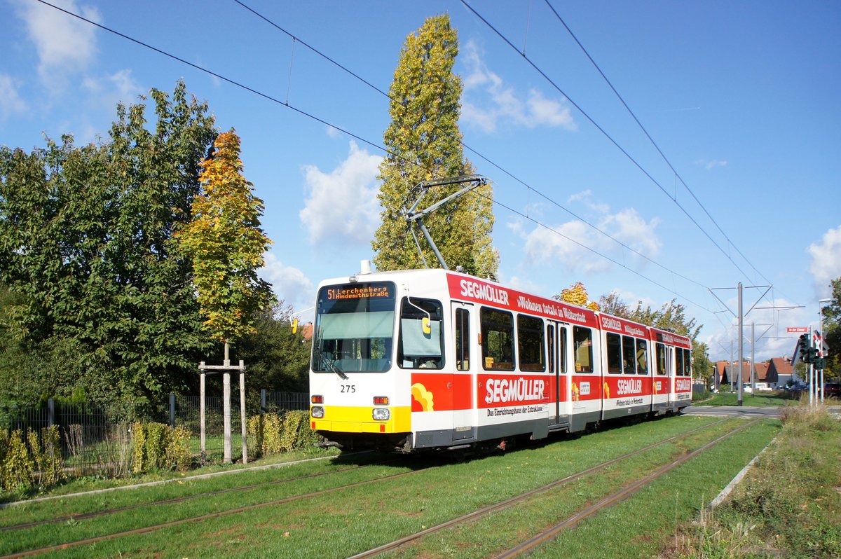 Straßenbahn Mainz / Mainzelbahn: Duewag / AEG M8C der MVG Mainz - Wagen 275, aufgenommen im ...