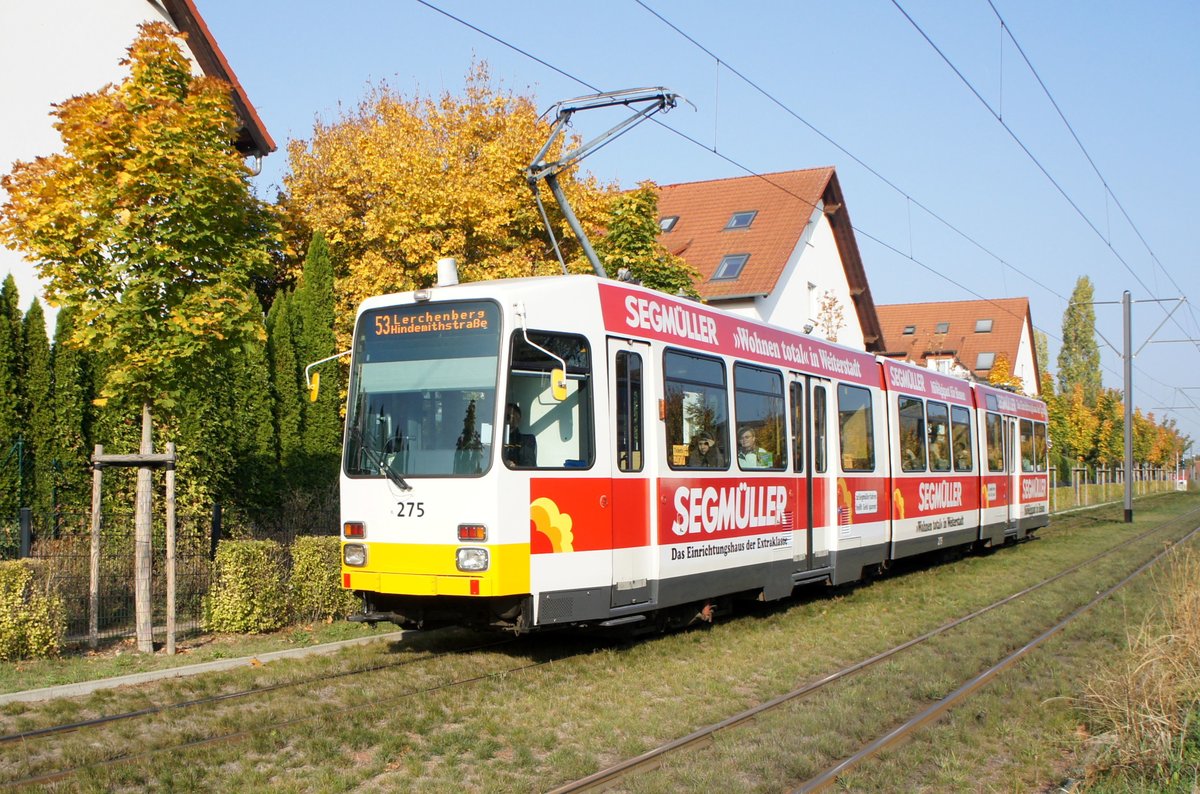 Straßenbahn Mainz / Mainzelbahn: Duewag / AEG M8C der MVG Mainz - Wagen 275, aufgenommen im ...