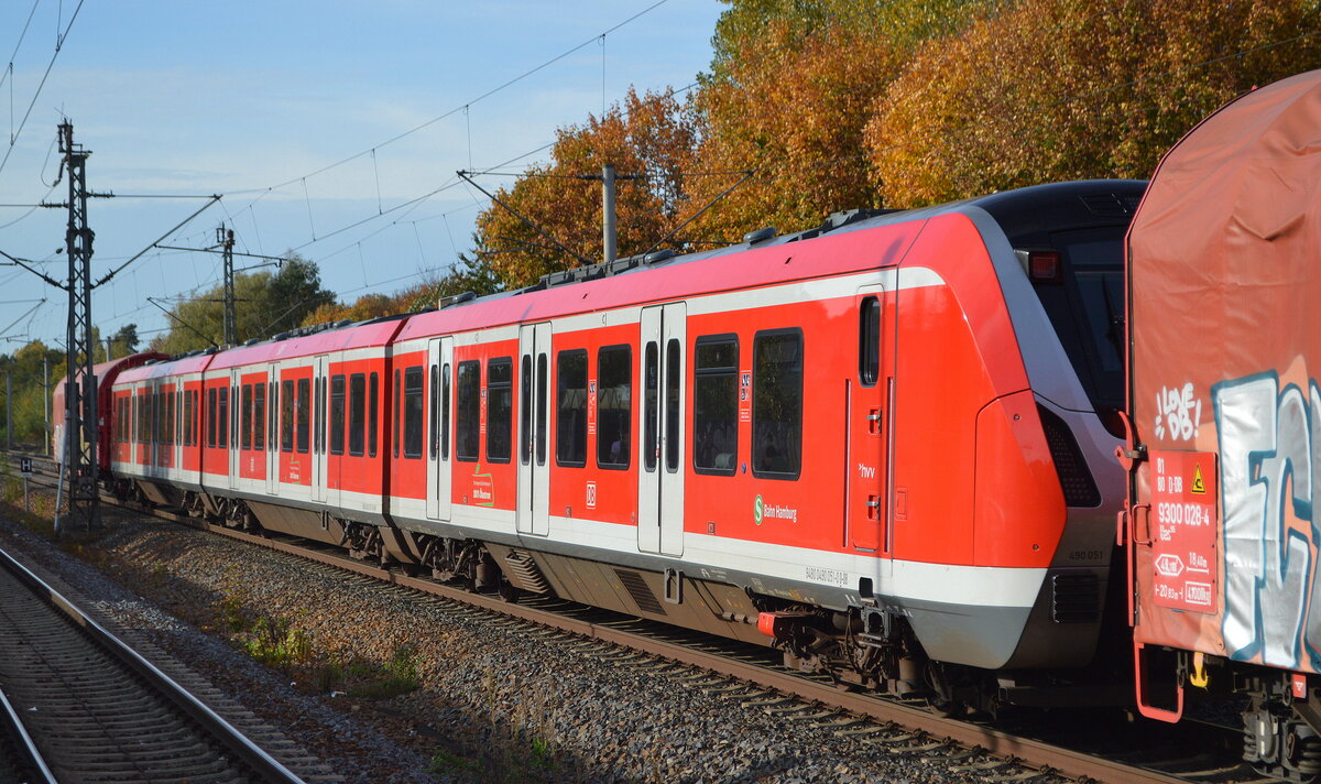 Überführung für die S-Bahn Hamburg (DB), der Triebzug (NVR: "9480 0490 051-0 D-DB - Bahnbilder.de