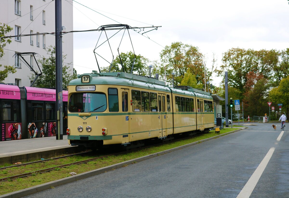 VGF Düwag O Wagen 111 am 18.09.22 bei einer HSF Sonderfahrt in Frankfurt am Main - Bahnbilder.de