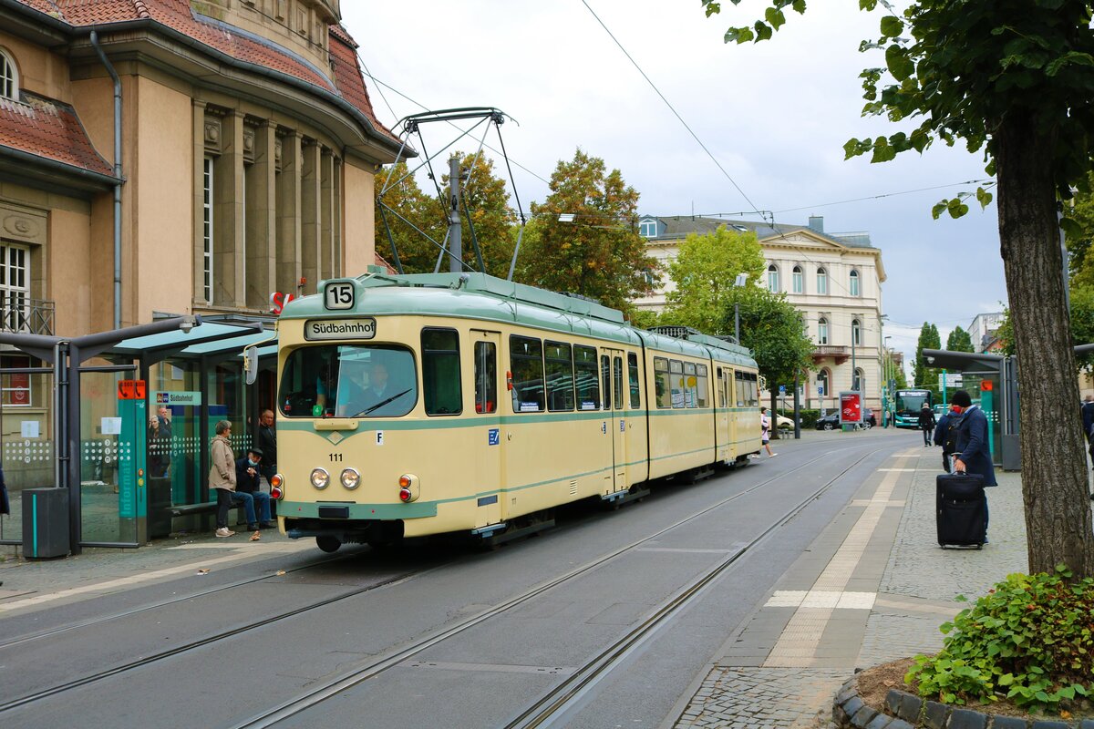 VGF Düwag O Wagen 111 am 18.09.22 bei einer HSF Sonderfahrt in Frankfurt am Main - Bahnbilder.de