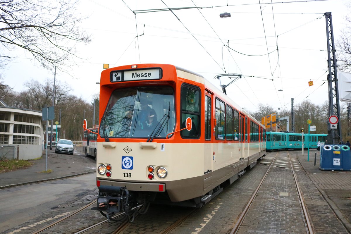 VGF Düwag Pt Wagen 138 bei einer Sonderfahrt in Frankfurt am Main Oberforsthaus am 04.03.18 ...