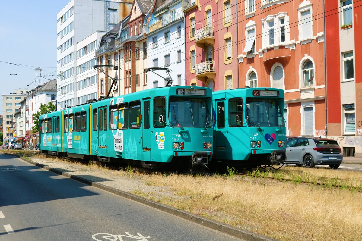 VGF Düwag Pt Wagen 749 am 19.06.22 bei einer Sonderfahrt in Frankfurt am Main - Bahnbilder.de