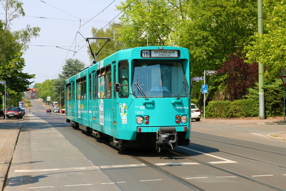 VGF Düwag Pt Wagen 749 am 19.06.22 bei einer Sonderfahrt in Frankfurt am Main - Bahnbilder.de