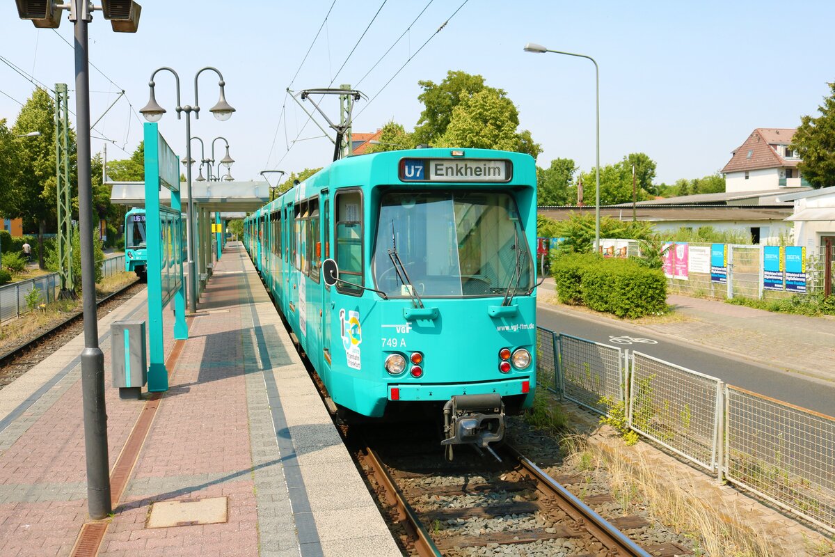 VGF Düwag Pt Wagen 749 am 19.06.22 bei einer Sonderfahrt in Frankfurt am Main - Bahnbilder.de