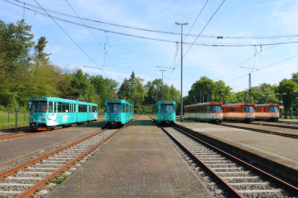 VGF Düwag Pt Wagen Parade mit allen betriebsfähigen Wagen 2050(Schneebär)+727+720+148+138+128 am ...