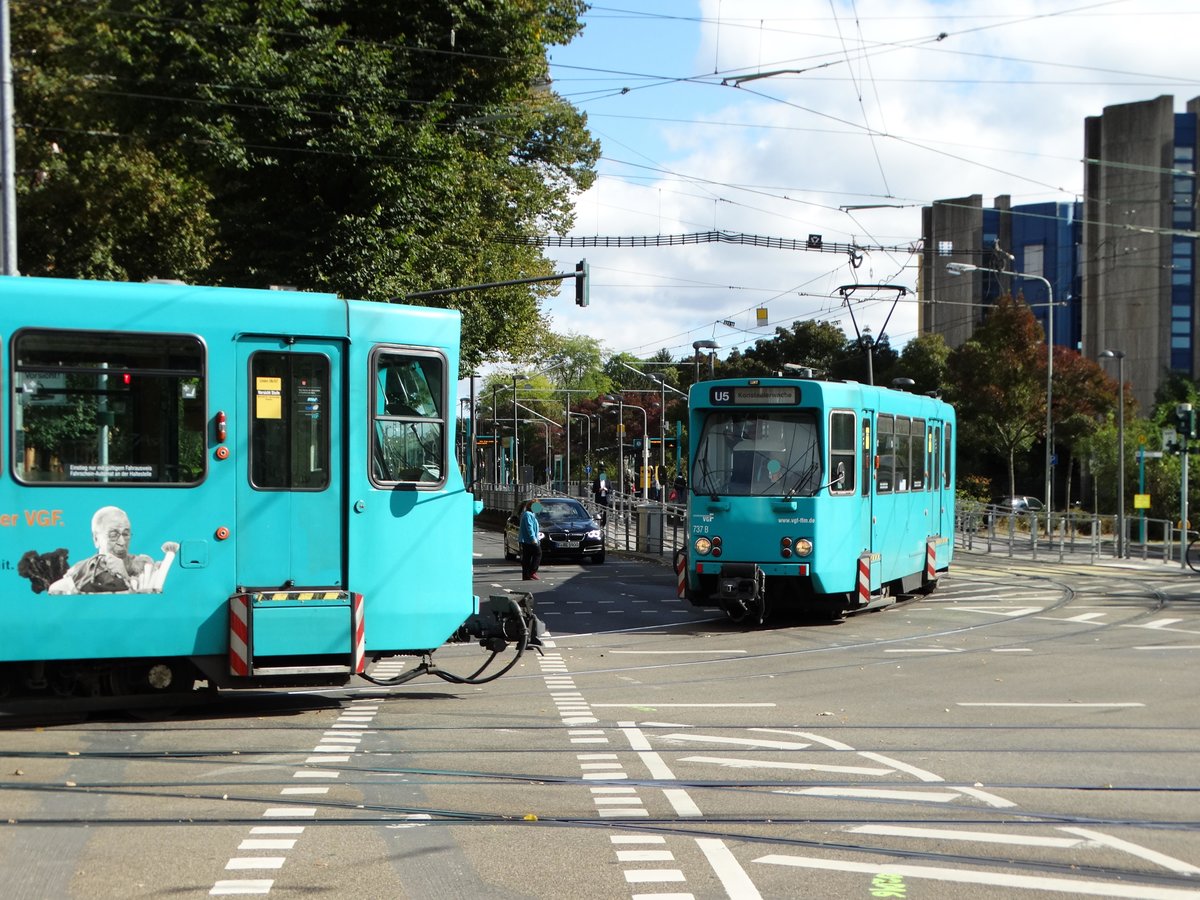 VGF Düwag Ptb Wagen 737 am 05.10.16 in Frankfurt Eckenheim - Bahnbilder.de