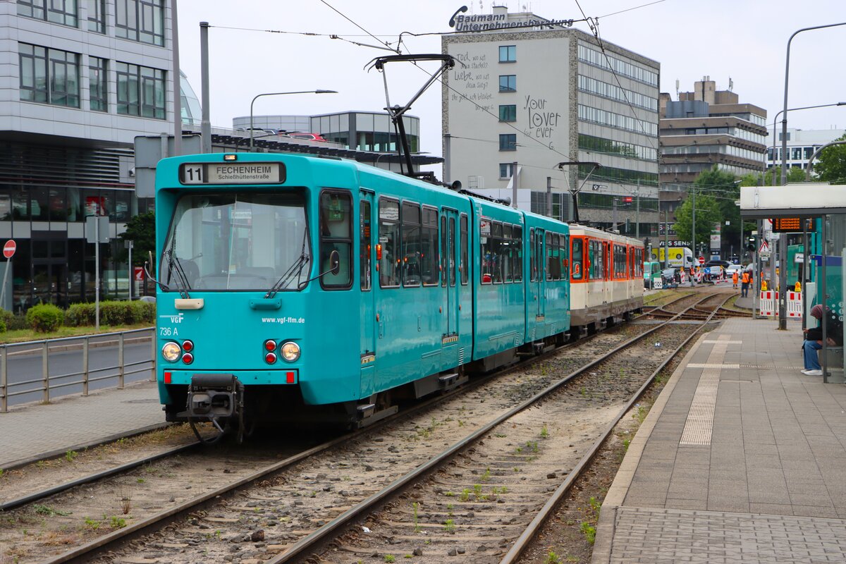 VGF Sonderfahrt mit Düwag Pt-Wagen 736+138 Frankfurt am Main am 25.05.25 - Bahnbilder.de