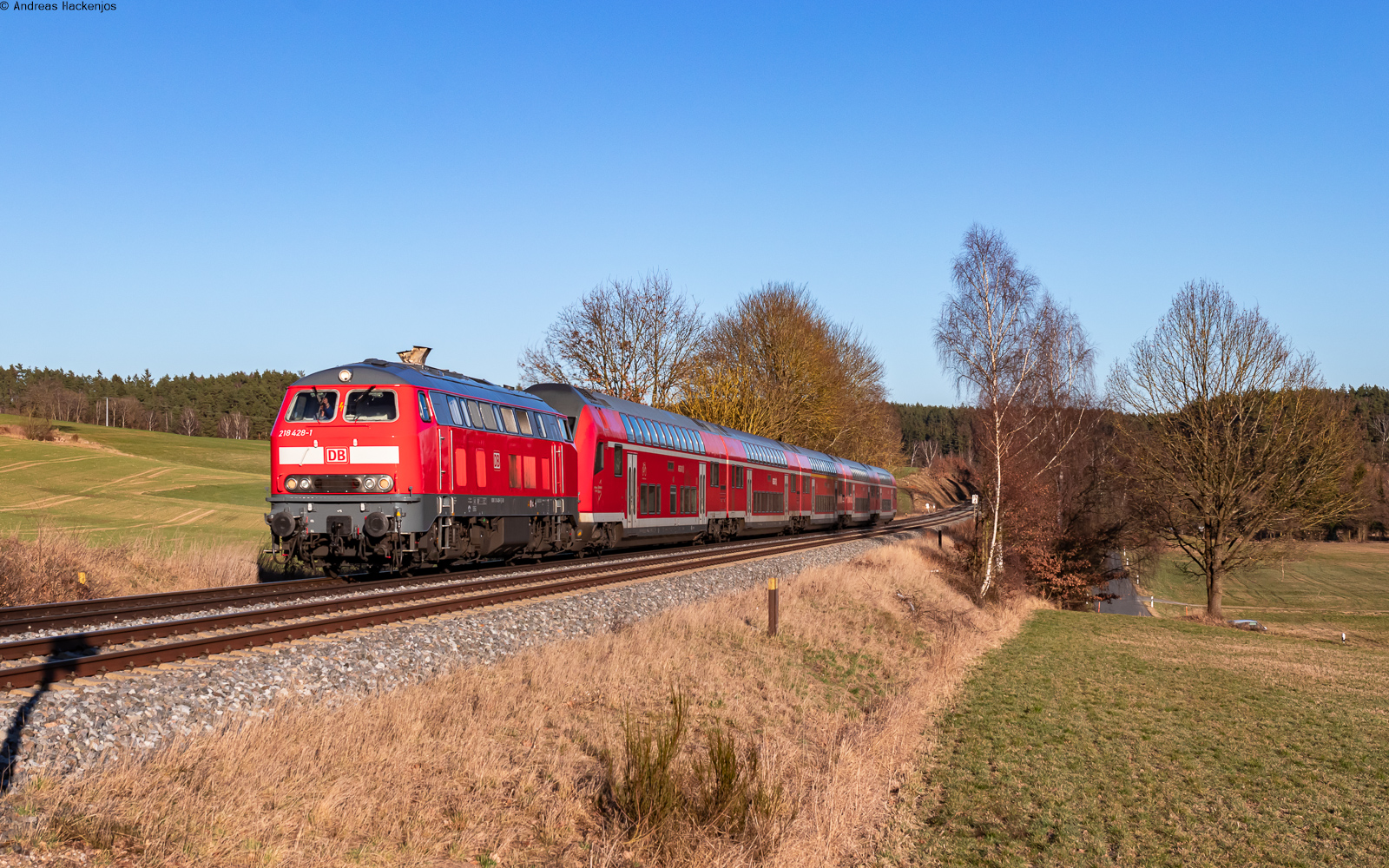 218 428 mit dem RE 4860 (München Hbf - Hof Hbf) bei Naabdemenreuth 18.3.25 - Bahnbilder.de